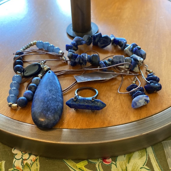 J. Jill | Jewelry | Sodalite Gemstone Blue Tone Jewelry Set | Poshmark